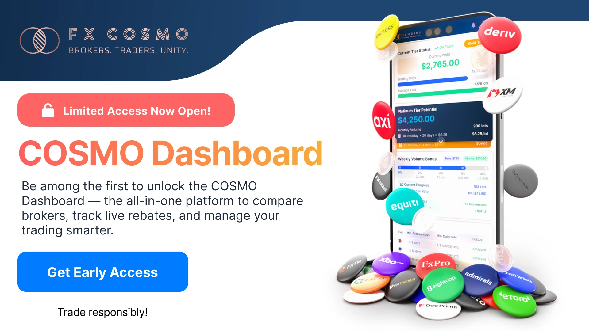 COSMO Dashboard Limited Access 2025 | Multi-Broker Rebates & Trading ...